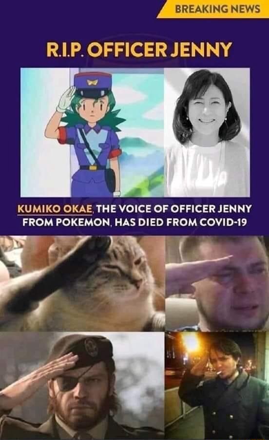 EREAKING NEWS RIP. OFFICER JENNY KUMIKO OKAE THE VOICE OF OFFICER JENNY FROM POKEMON HAS DIED ...