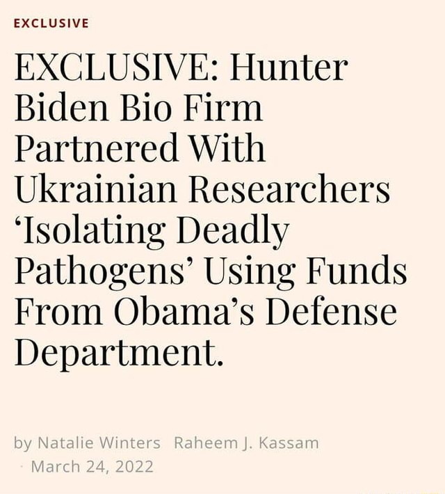 EXCLUSIVE EXCLUSIVE: Hunter Biden Bio Firm Partnered With Ukrainian ...
