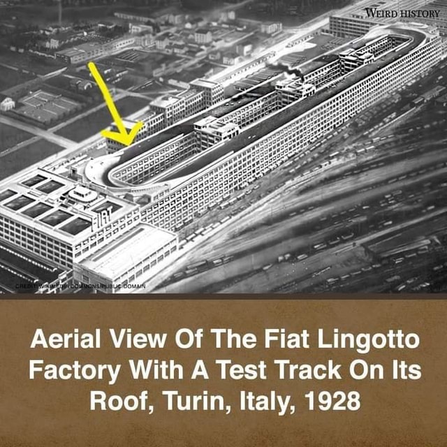 Aerial View Of The Fiat Lingotto Factory With A Test Track On Its Roof ...