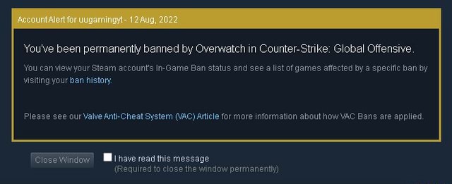 AccountAlert for uugamingyt- 12Aug, 2022 You've been permanently banned ...
