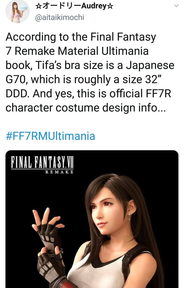 -Audrey* @aitaikimochi According to the Final Fantasy 7 Remake Material ...