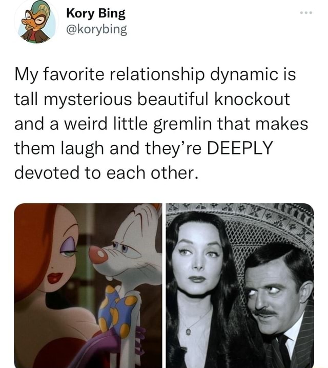 My favorite relationship dynamic is tall mysterious beautiful knockout ...