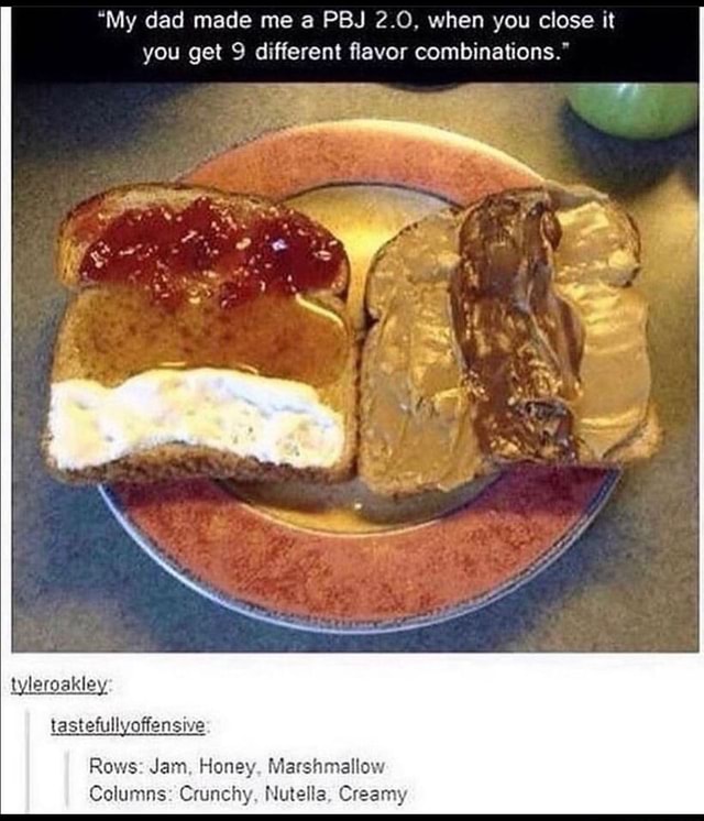 "My dad made me a PBJ 2.0, when you close it you get 9 different flavor combinations ...