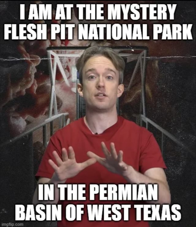 AM AT THE MYSTERY FLESH PIT NATIONAL PARK IN THE PERMIAN BASIN OF WEST ...
