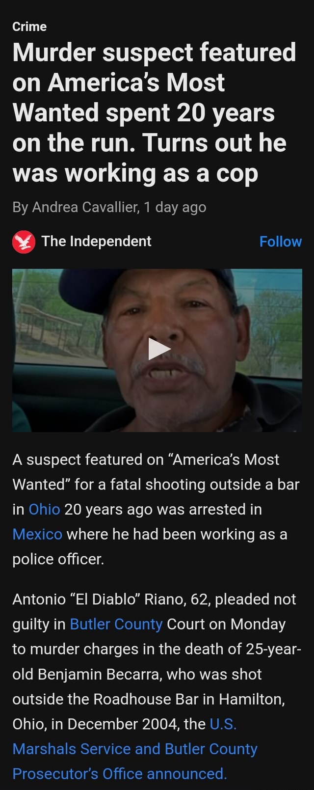 Crime Murder suspect featured on America's Most Wanted spent 20 years ...