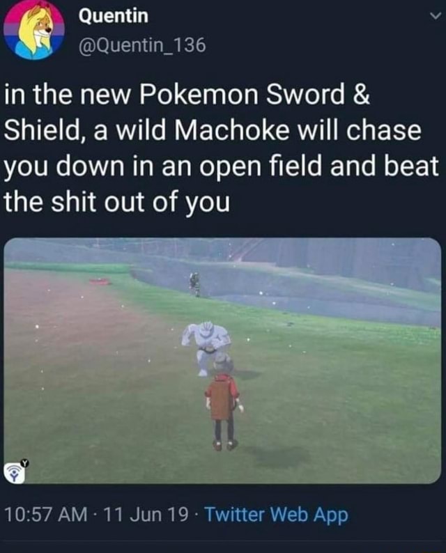 In the new Pokemon Sword & Shield, a wild Machoke will chase you down ...