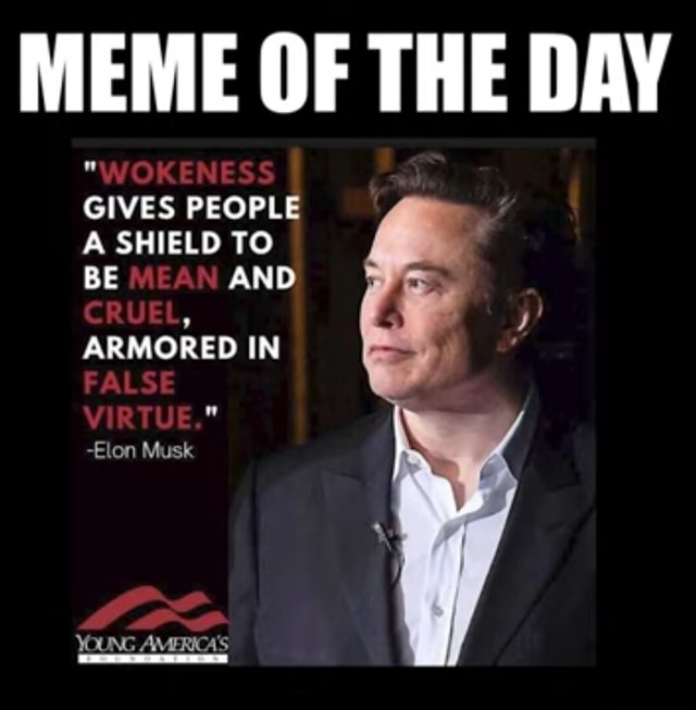 MEME OF THE DAY "WOKENESS GIVES PEOPLE A SHIELD TO BE AND CRUEL ...