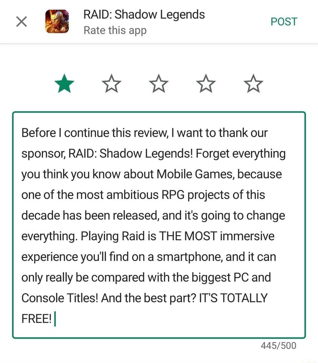 RAID: Shadow Legends Rate this app POST Before I continue this review ...
