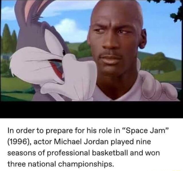 In order to prepare for his role in "Space Jam" (1996), actor Michael ...