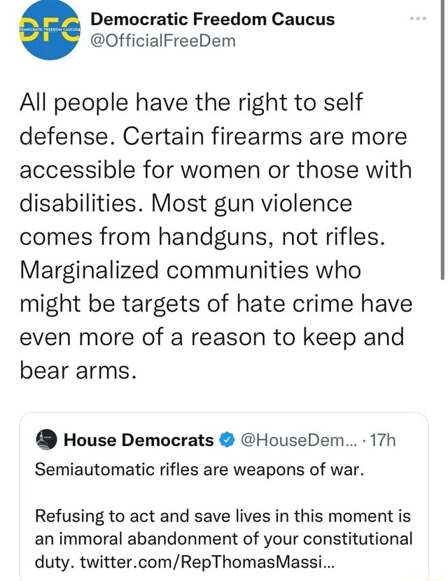 Democratic Freedom Caucus All people have the right to self defense ...