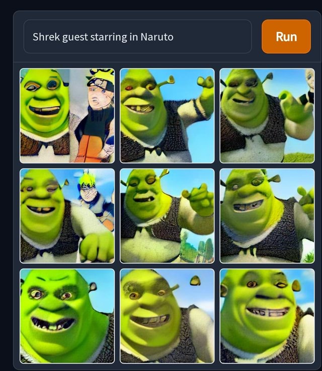 Shrek guest starring in Naruto Run pp - iFunny