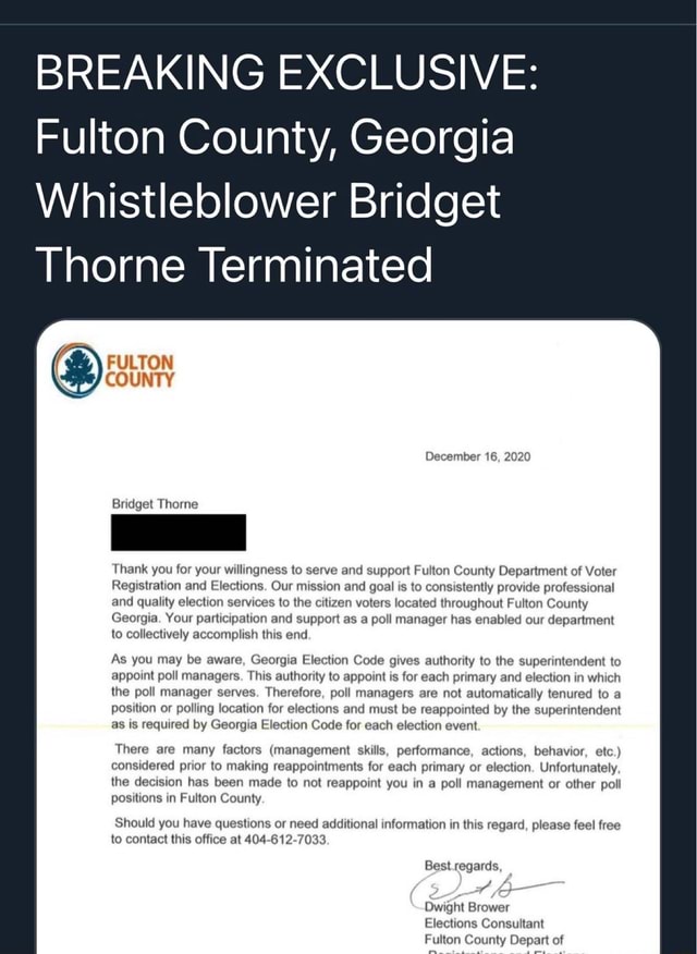 BREAKING EXCLUSIVE: Fulton County, Georgia Whistleblower Bridget Thorne ...