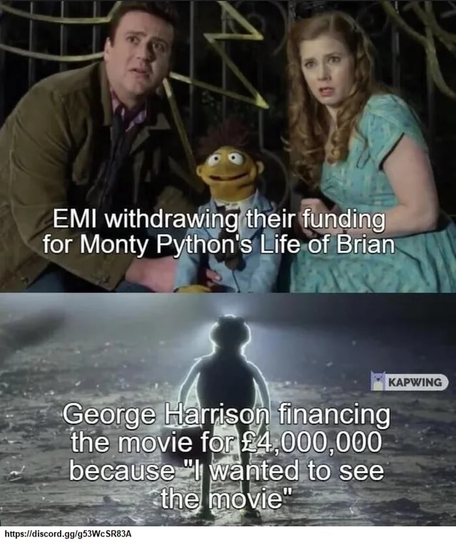 EMI withdrawing their funding for Monty Python's Life of Brian George ...