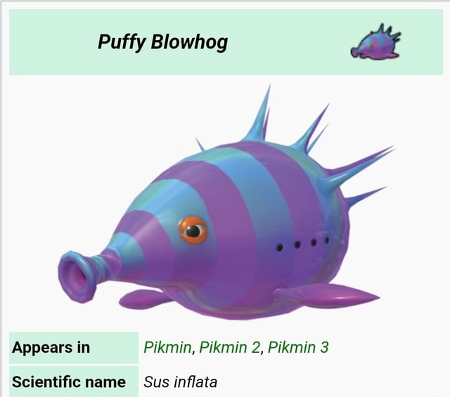 Puffy Blowhog Appears in Pikmin, Pikmin 2, Pikmin 3 Scientific name Sus ...