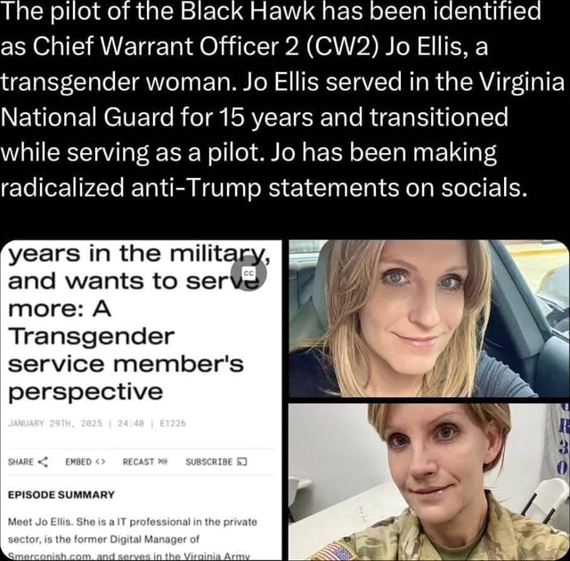 Transgender woman. Jo National Guard for 15 ye The pilot of the Black ...