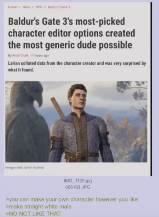 Baldur's Gate most-picked character editor options created the most ...