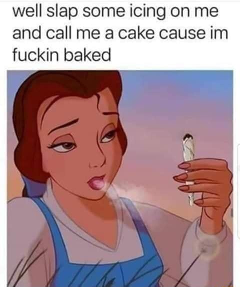 Well slap some icing on me and call me a cake cause im fuckin baked ...
