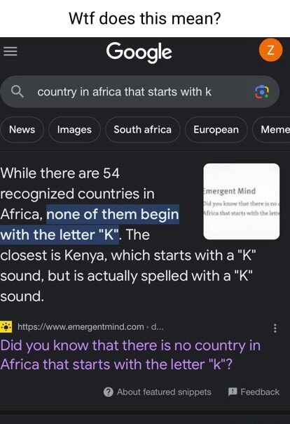 We does this mean? Google Q country in africa that starts with k News ...
