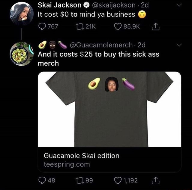 Skai Jackson @ @skaijackson It cost $0 to mind ya business @ ch And it ...