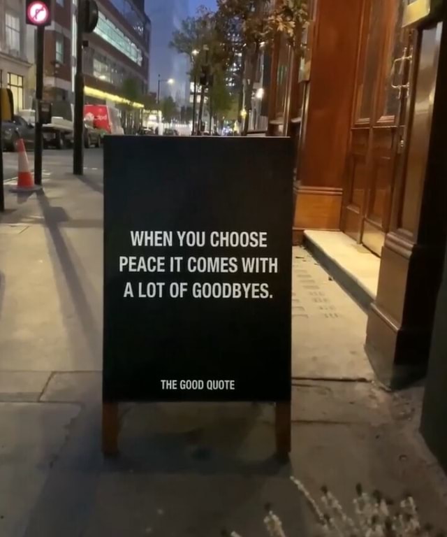 WHEN YOU CHOOSE PEACE IT COMES WITH LOT OF GOODBYES. THE GOOD QUOTE ...