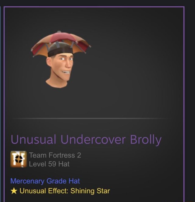 Unusual Undercover Brolly Team Fortress 2 Level 59 Hat Mercenary Grade ...