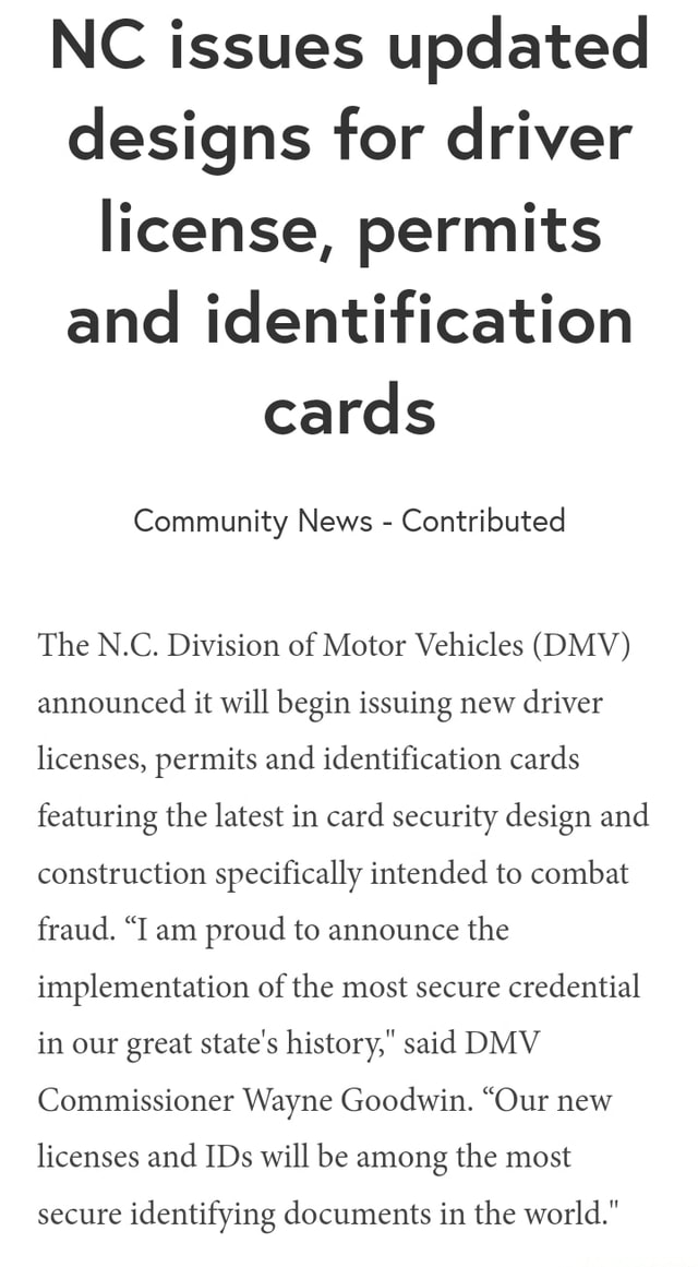 NC issues updated designs for driver license, permits and ...