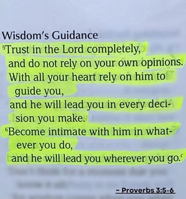 Wisdom's Guidance 'Trust in the Lord completely, and do not rely on ...