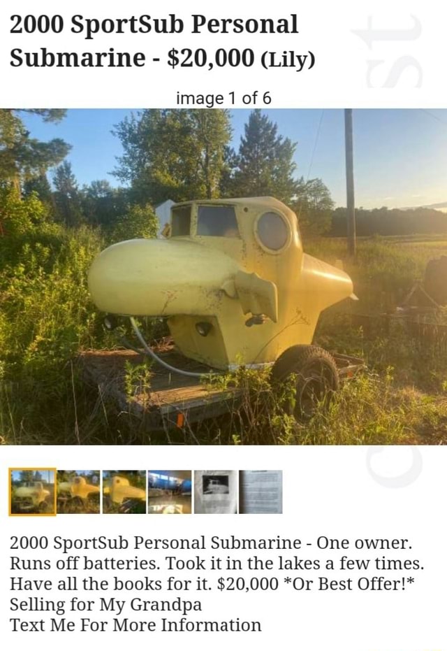 2000 SportSub Personal Submarine - $20,000 (Lily) image 1 of 6 be 2000 ...