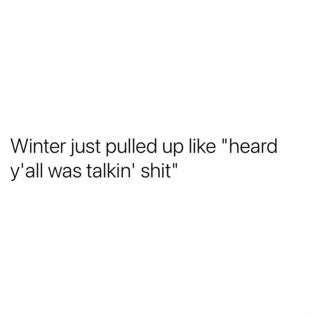 Winter just pulled up like "heard y'all was talkin' shit" - iFunny