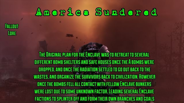 FALLOUT LORE dered THE ORIGINAL PLAN FOR THE ENCLAVE WASTO RETREAT TO ...