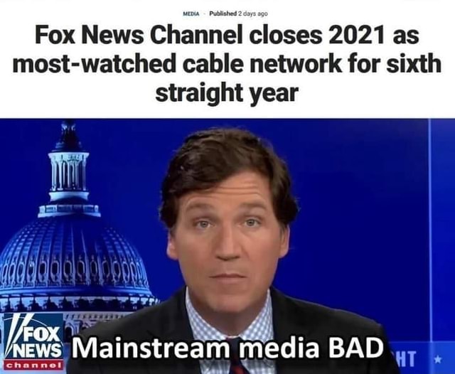 Fox News Channel closes 2021 as most-watched cable network for sixth ...