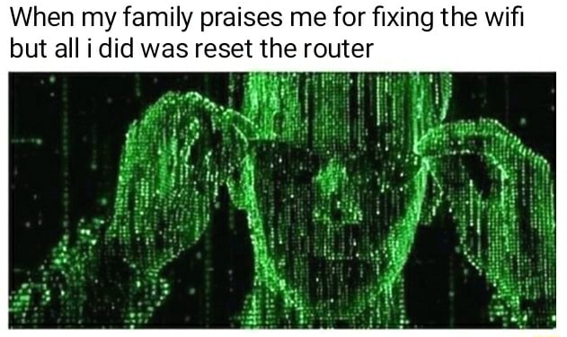 When my family praises me for fixing the wifi but all i did was reset ...