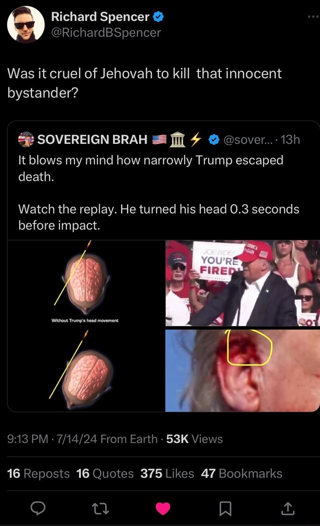 Richard Spencer @RichardBSpencer Was it cruel of Jehovah to kill that ...