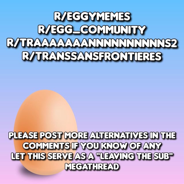 EggIRL - MEMES) PLEASE POST MORE ALTERNATIVES IN THE COMMENTS IF YOU KNOW OF ANY LET THIS SERVE ...