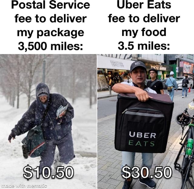 Postal Service Uber Eats fee to deliver fee to deliver my package my ...