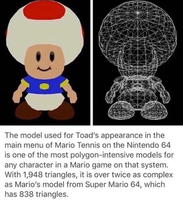The model used for Toad's appearance in the main menu of Mario Tennis ...