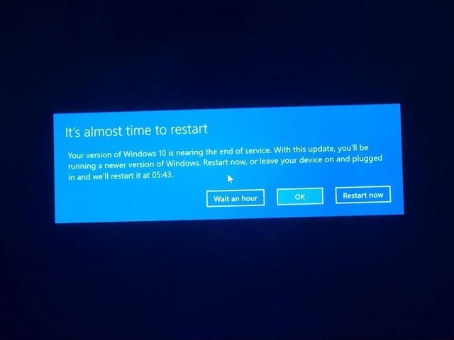 It's almost time to restart Your version of Windows 10 is nearing the ...