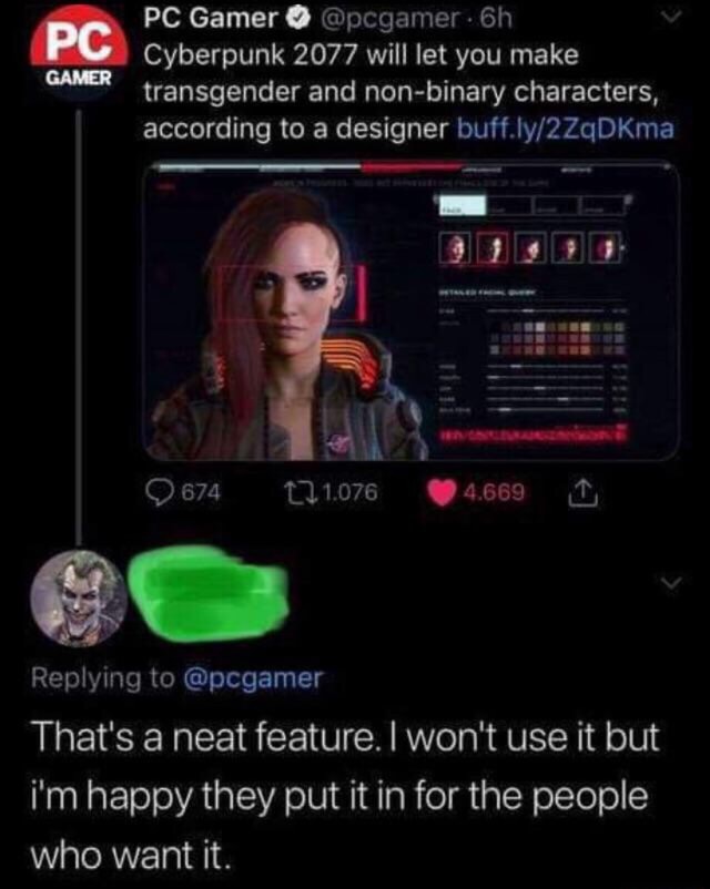 Cyberpunk 2077 will let you make transgender and non-binary characters ...