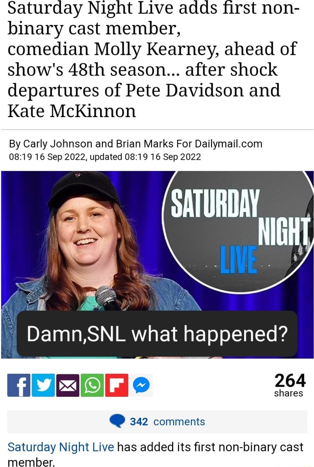 Saturday Night Live adds first non- binary cast member, comedian Molly ...