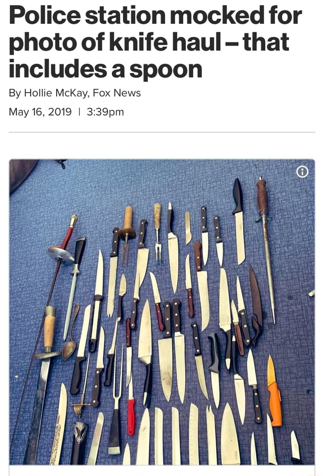 Police station mocked for photo of knife haul - that includes a spoon ...