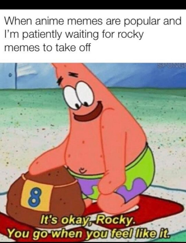When anime memes are popular and I’m patiently waiting for rocky memes ...