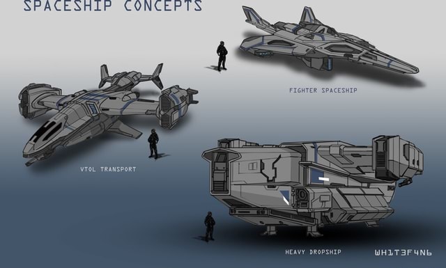 FIGHTER SPACESHIP SPACE CONCEPTS VTOL TRANSPORT HEAVY DROPSHIP WHLT3F ...
