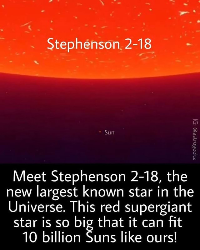 Stephenson 2-18 Meet Stephenson 2-18, the new largest known star in the Universe. This red ...