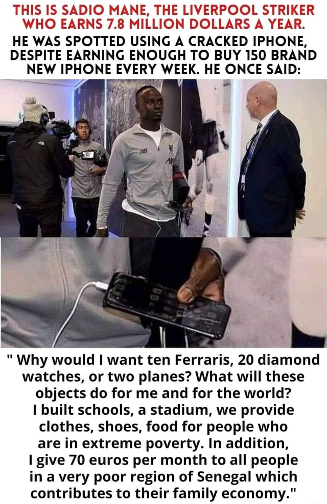 THIS IS SADIO MANE, THE LIVERPOOL STRIKER WHO EARNS 7.8 MILLION DOLLARS ...
