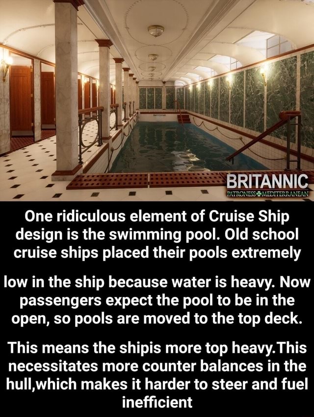 BRITANNIC. One ridiculous element of Cruise Ship design is the swimming ...