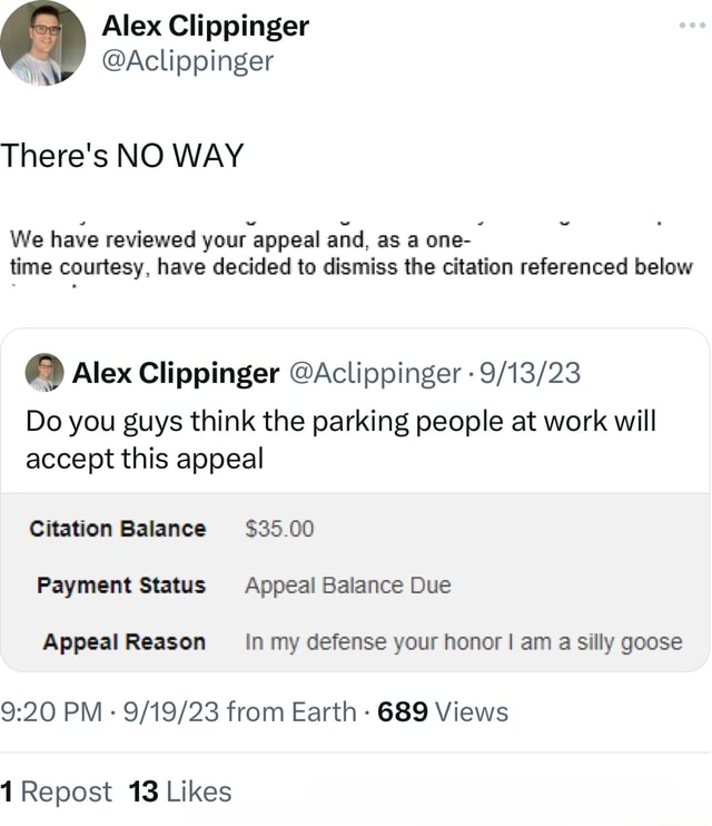 Alex Clippinger @Aclippinger There's NO WAY We have reviewed your ...