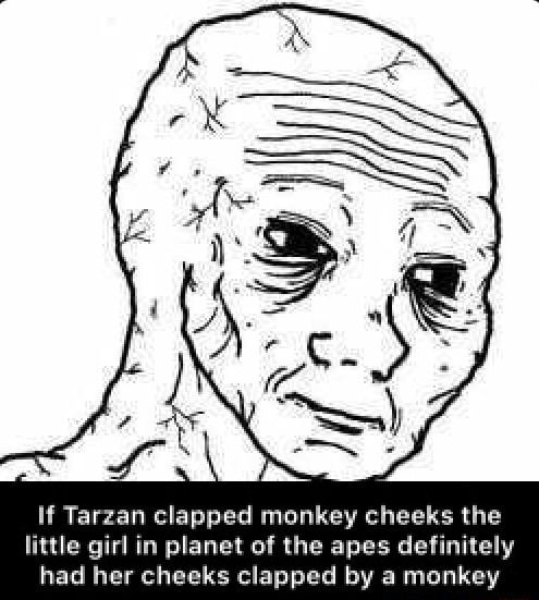 II Tarzan clapped monkey cheeks the little girl in planet of the apes ...