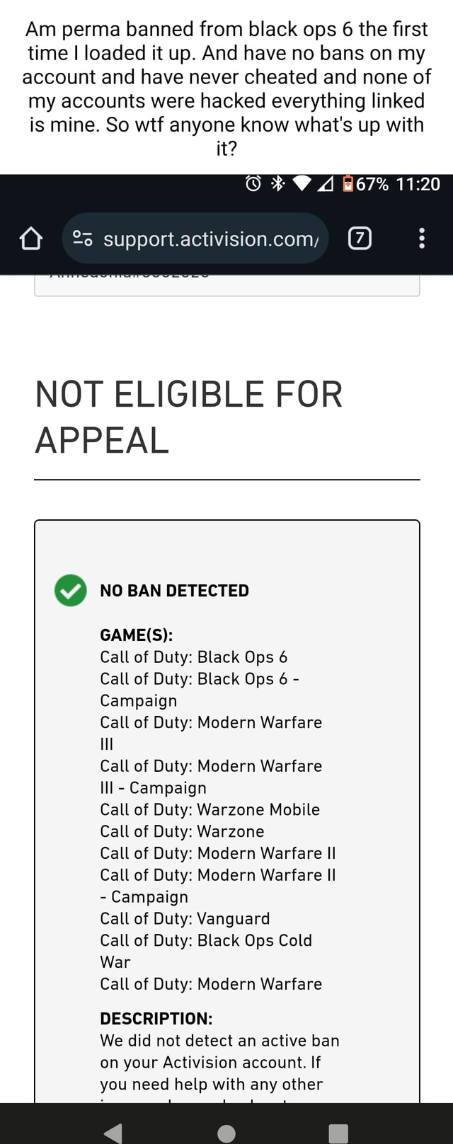 Am perma banned from black ops 6 the first time I loaded it up. And ...