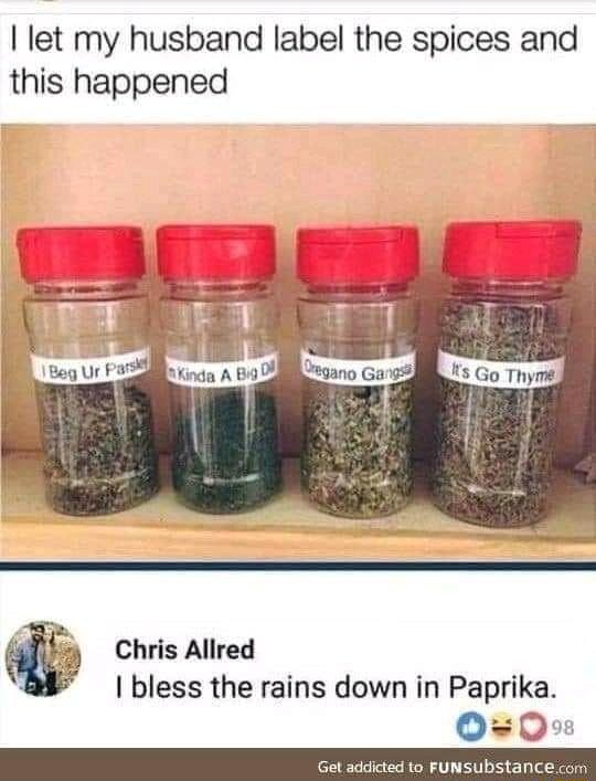 13 Dad Jokes Just for You! - I let my husband label the spices and this ...
