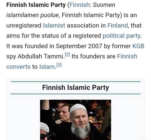 Finnish Islamic Party (Finnish: Suomen islamilainen puolue, Finnish ...